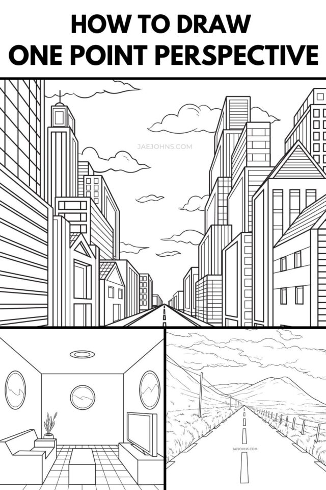 How to Draw One Point Perspective: Draw Room, City, Cube