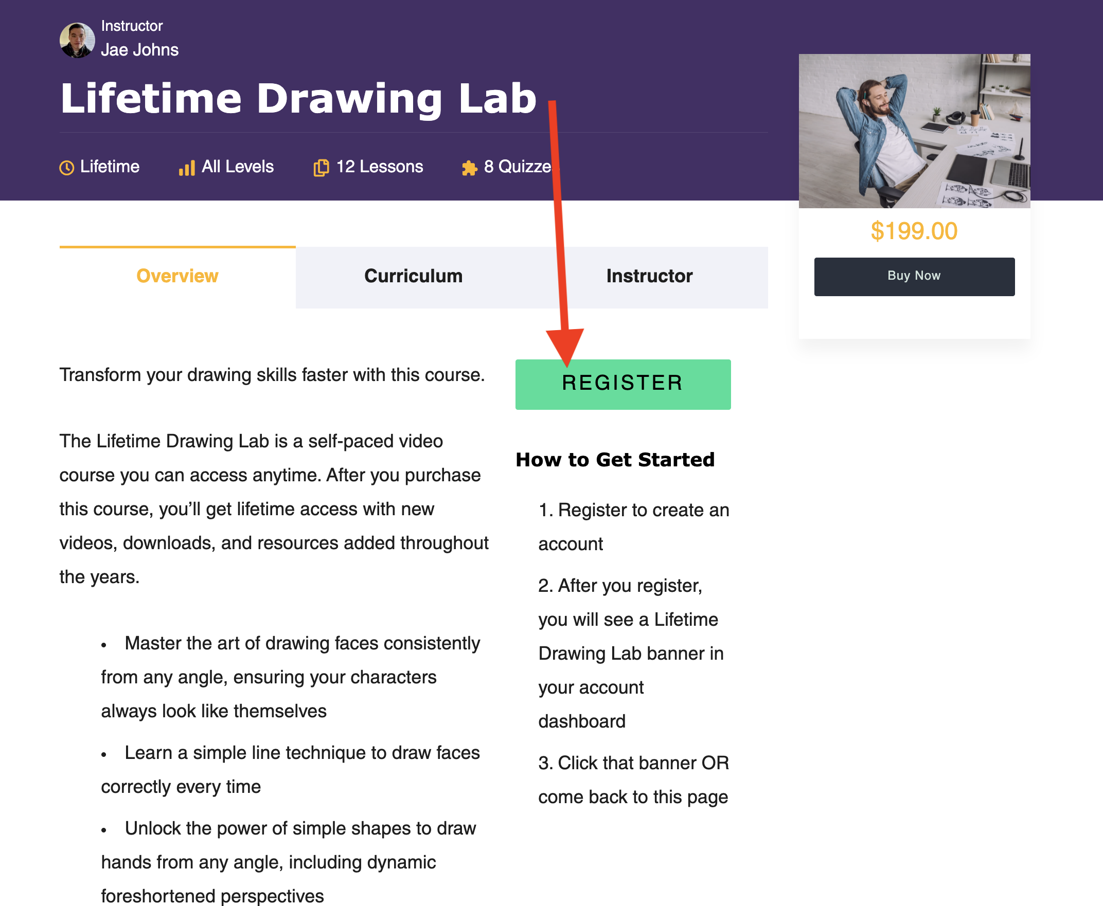 Lifetime Drawing Lab Registration Instructions